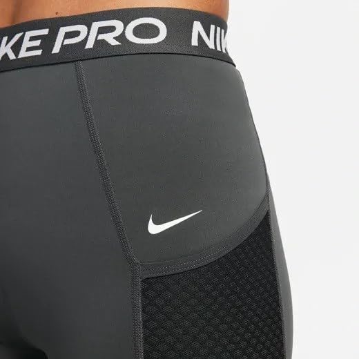 Nike Pro Women's High-Waisted 3" Training Shorts with Pockets (as1, Alpha, m, Regular, Regular, Dark Smoke Grey/Black/White)