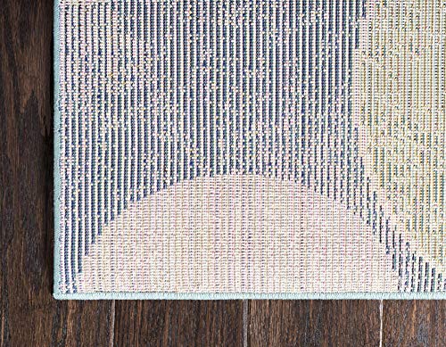 Unique Loom Chromatic Collection Modern Bokeh & Vibrant Abstract Area Rug for Any Home Décor, 5 x 8 ft, Navy Blue/Beige