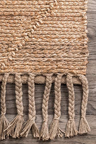 nuLOOM Arienne Braided Tassel Jute Area Rug, 5' x 8', Natural