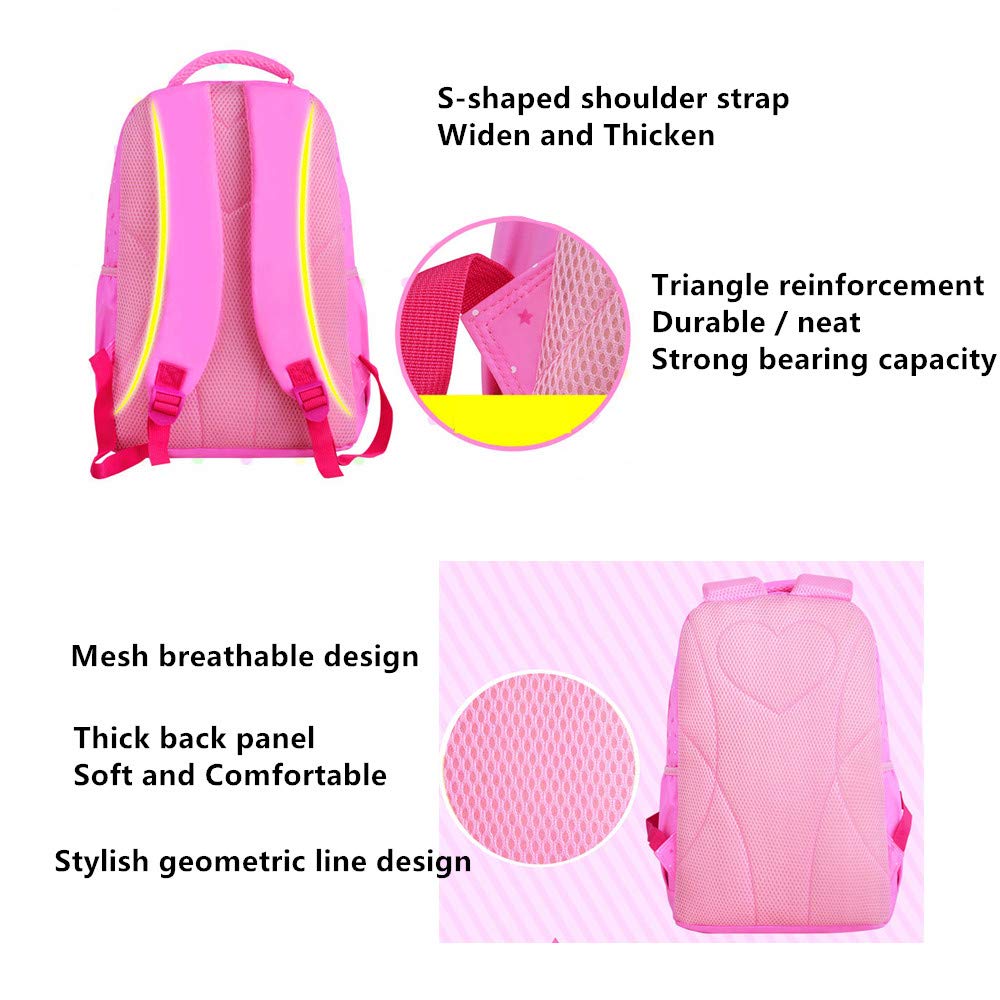Stars-Print and Bowknot Backpack Set Large Elementary Bookbag 3Pcs Set School bags for Teen Girls