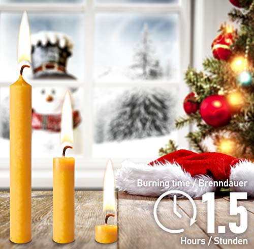 BRUBAKER 100% Beeswax Tree Candles - Pack of 20 - Honey Colored - 3¾ x ½ Inches (9.5 x 1.27cm) - Made in Europe - Pyramids, Carousels & Chimes