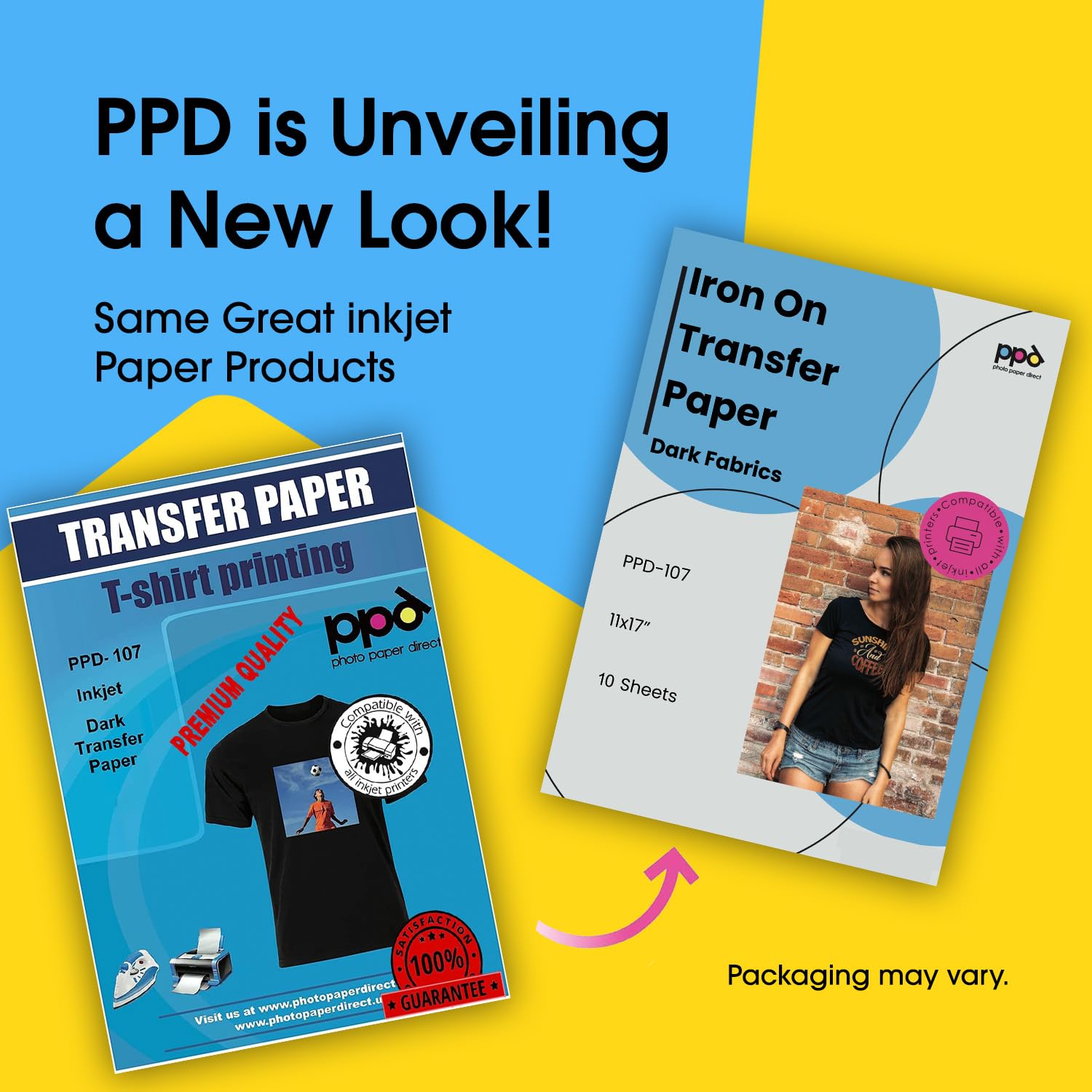 PPD Inkjet Iron-On Dark T Shirt Transfers Paper 11x17" Pack of 10 Sheets (PPD-107-10)