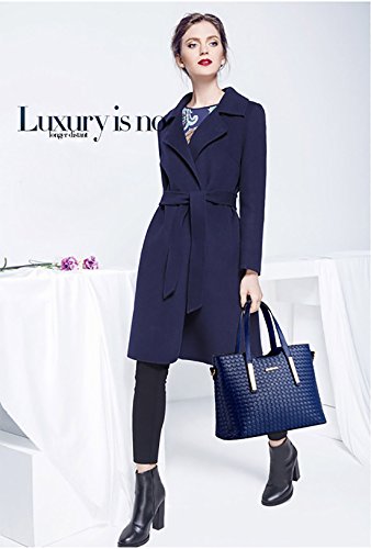 NICOLE&DORIS Fashion Handbag Crossbody Shoulder Bag Purse 3pcs Bag Tote Soft PU Leather Blue