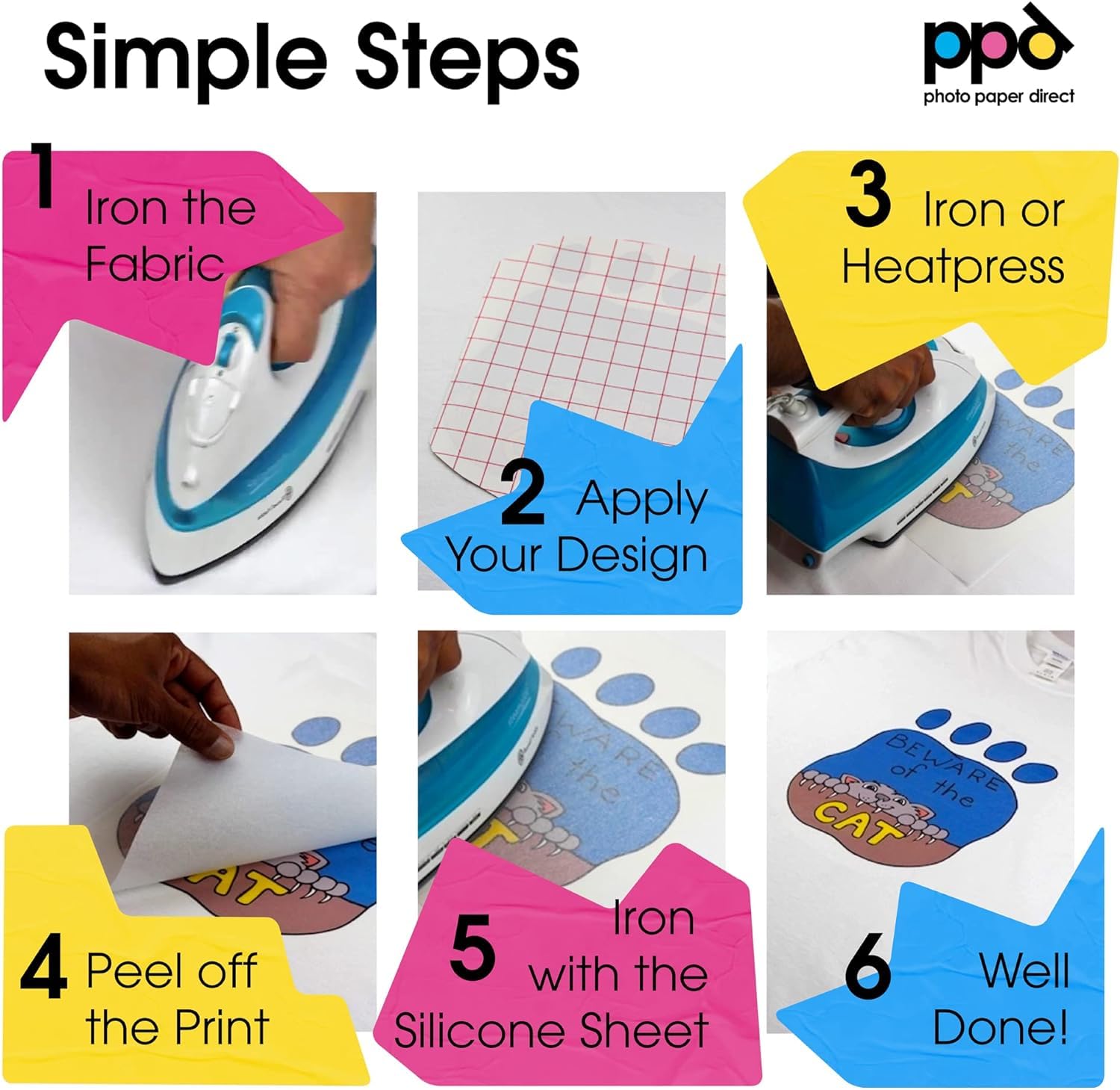 PPD Inkjet Iron-On Dark T Shirt Transfers Paper 11x17" Pack of 10 Sheets (PPD-107-10)