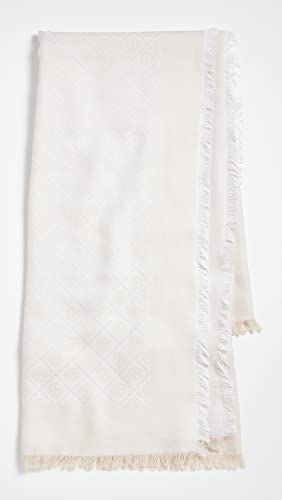 Tory Burch Women's T-Monogram Jacquard Traveler Scarf, New Ivory, Off White, One Size