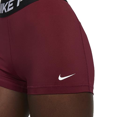 Nike Pro Women's 3" Shorts (Large, Dark Beetroot/Black/White)