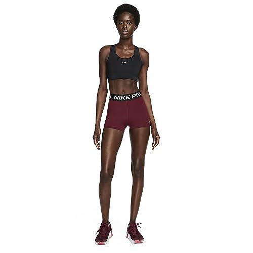 Nike Pro Women's 3" Shorts (Large, Dark Beetroot/Black/White)