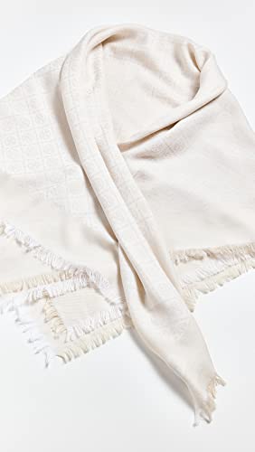 Tory Burch Women's T-Monogram Jacquard Traveler Scarf, New Ivory, Off White, One Size