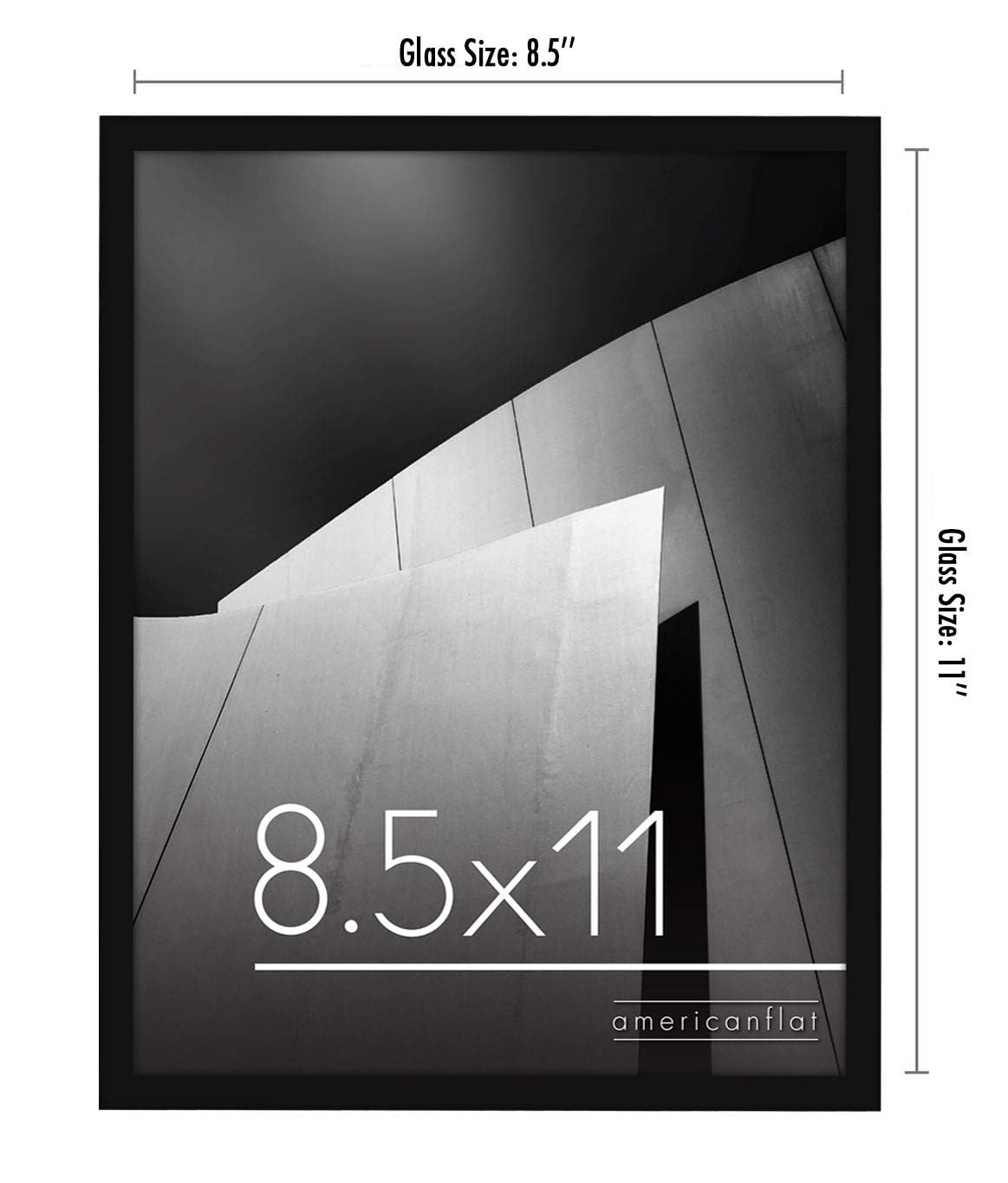Americanflat 8.5x11 Thin Picture Frame in Black with Shatter Resistant Glass - Horizontal and Vertical Formats for Wall and Tabletop