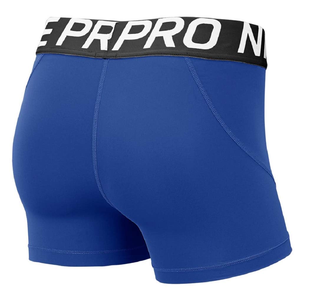 Nike Women's Pro 3" Training Shorts (Indigo Force/Black, Medium) (Royal Blue, Small)