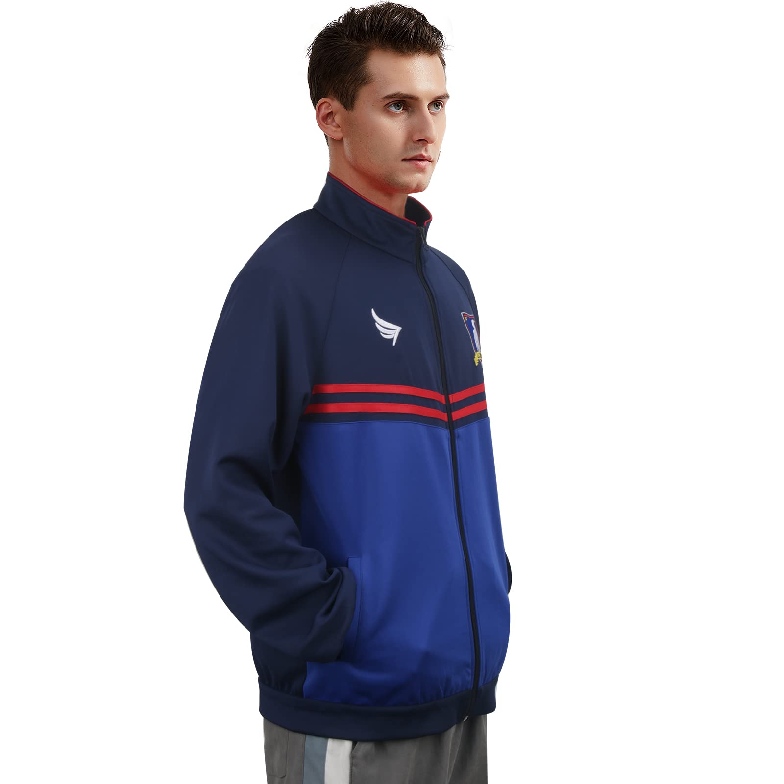 Materuis Football Track Jacket Blue Lightweight Sports Soccer Training Clothes Adult Size (XL)