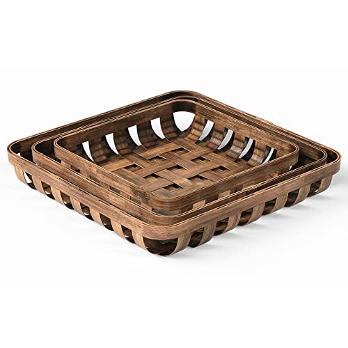 Barnyard Designs Tobacco Baskets Rustic Vintage Farmhouse Nesting Trays, Set of 3