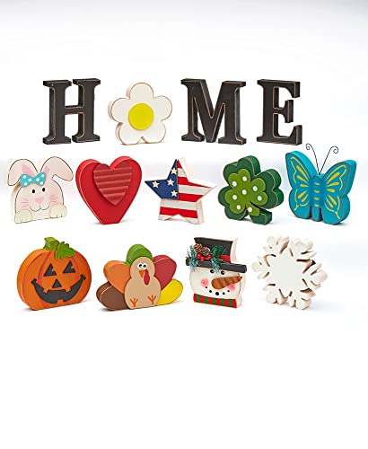 The Lakeside Collection Decorative Tabletop Home Letter Sign with Seasonal Icons - 13 Pieces
