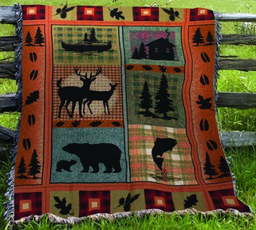 Manual The Lodge Collection 50 x 60-Inch Tapestry Throw with Fringe, Bear Lodge