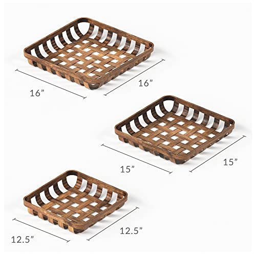 Barnyard Designs Tobacco Baskets Rustic Vintage Farmhouse Nesting Trays, Set of 3