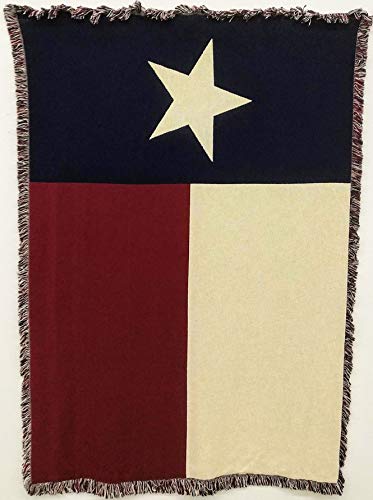 Texas State Flag Blanket - Gift Soft Tapestry Throw Woven from Cotton - Made in The USA (69x48)