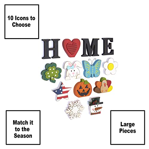 The Lakeside Collection Decorative Tabletop Home Letter Sign with Seasonal Icons - 13 Pieces