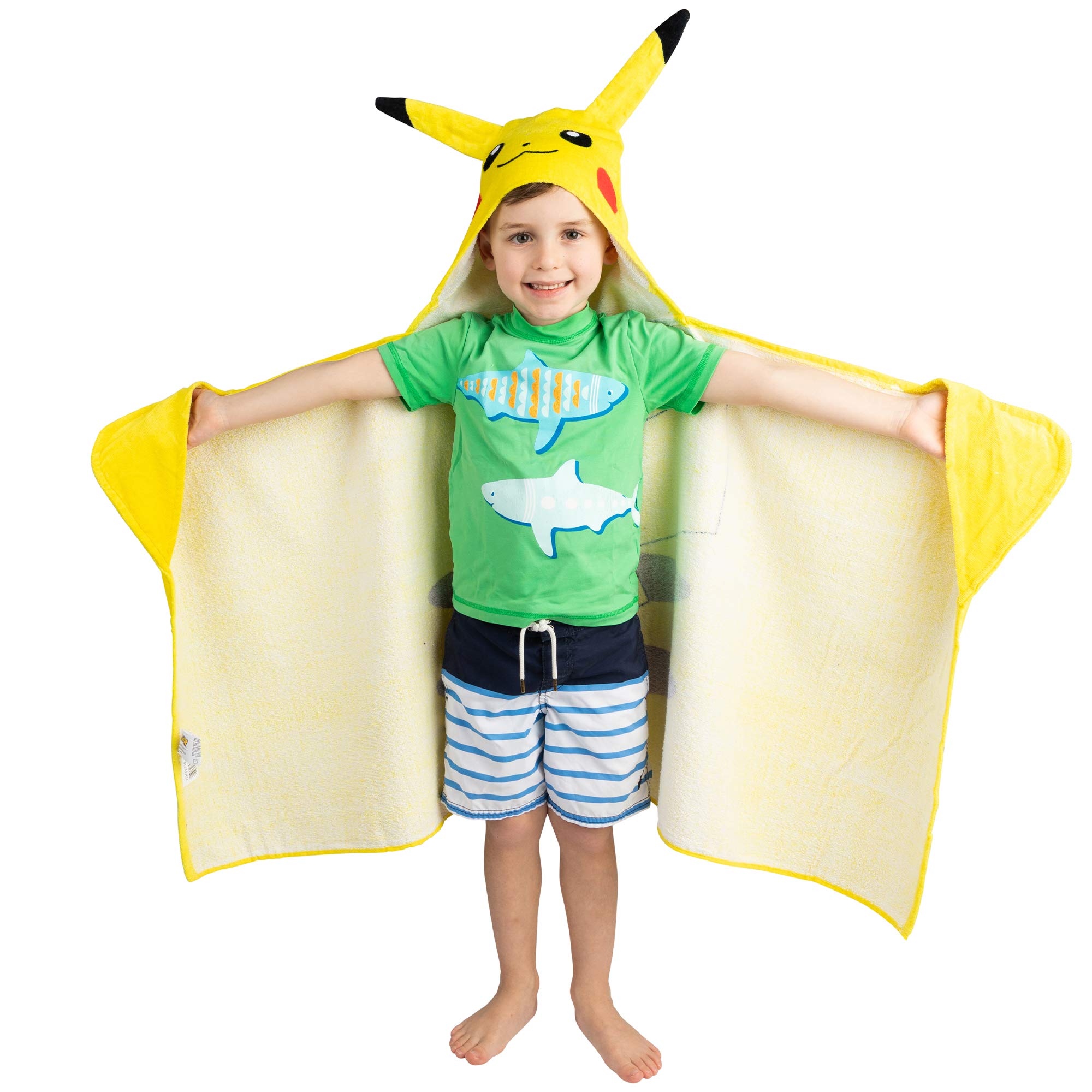Pokemon Pikachu Bath/Pool/Beach Soft Cotton Terry Hooded Towel Wrap, 24" x 50", By Franco Kids
