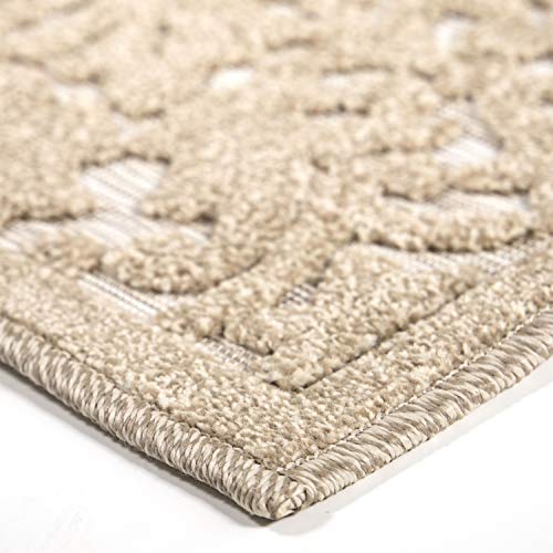 Orian Rugs Boucle Collection 397147 Indoor/Outdoor High-Low Biscay Runner Rug, 1'11" x 7'6", Driftwood Beige
