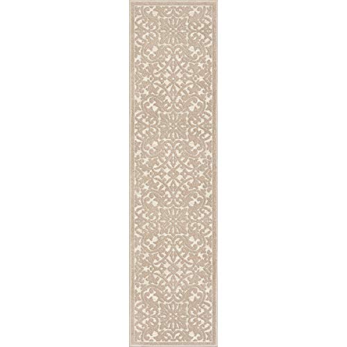 Orian Rugs Boucle Collection 397147 Indoor/Outdoor High-Low Biscay Runner Rug, 1'11" x 7'6", Driftwood Beige