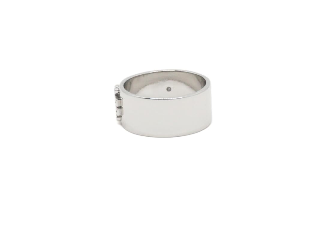 Tory Burch 136014 Britten Tory Silver Tone Logo Band Women's Ring Size 8