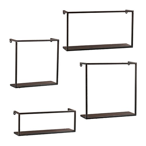 SEI Furniture Zyther Contemporary Metal Wall Shelves, 4 pc Set, Antique Black