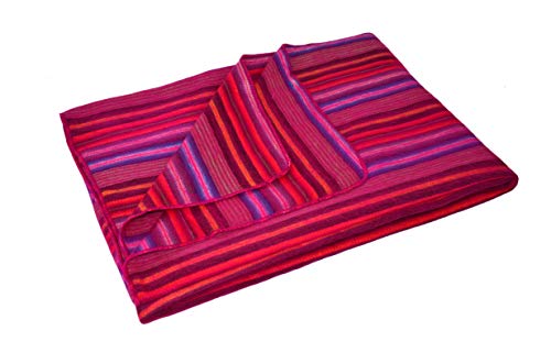 Casa De Alpaca, Handmade Ecuadorean Alpaca Wool Blankets/Throws (Small Stripe Pink Shades)