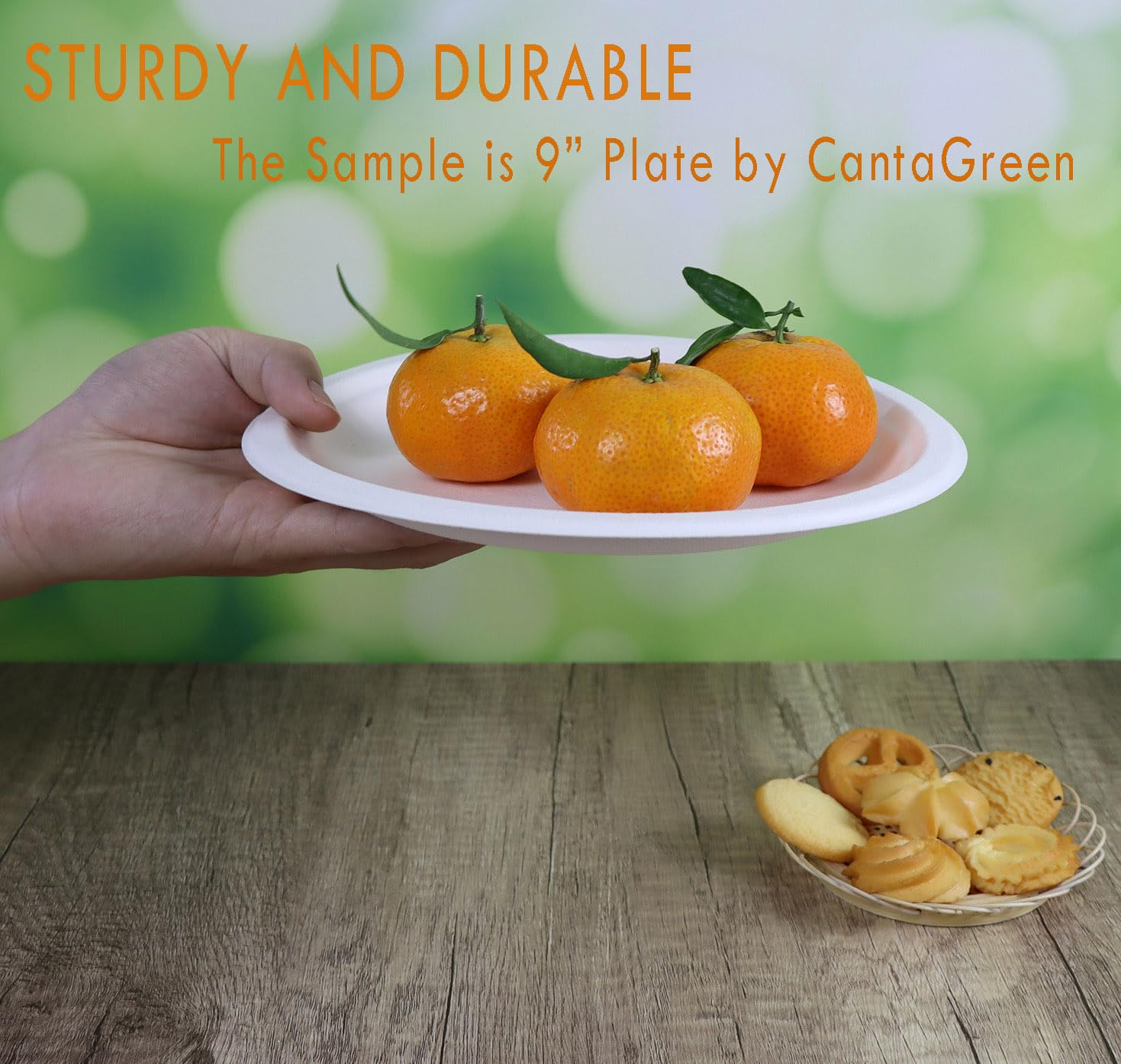 CantaGreen 6 inch Compostable Dessert Plates,100 Count Heavyduty Sugarcane/Bagasse and Bamboo Fibre Biodegradable Disposable Paper Plate