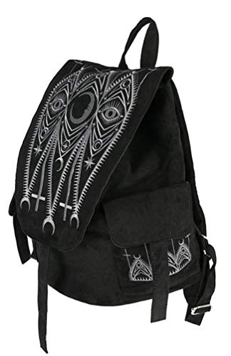 Restyle Cathedral Gothic Occult Crescent Moon Vegan Suede School Uni Backpack