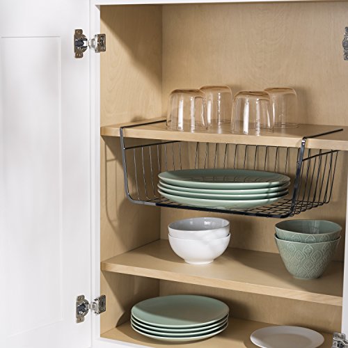 Home Basics Under The Shelf Storage Basket - Large - Onyx