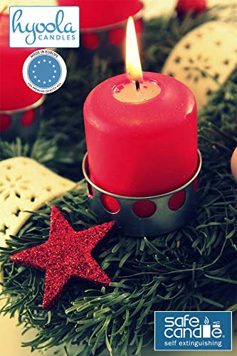 Hyoola Red Pillar Candles 2x3 Inch - Unscented Pillar Candles - Set of 4 - European Made
