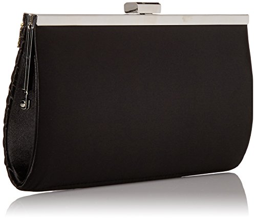 Jessica McClintock womens Jessica Mcclintock Laura Rhinestone Satin Clutch Purse Evening Handbag, Black, One Size US