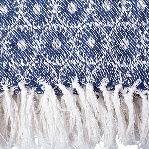 DII Rustic Farmhouse Throw Blanket with Decorative Tassels, Use for Chair, Couch, Bed, Picnic, Camping, Beach, & Just Staying Cozy at Home, 50x60, Nautical Blue
