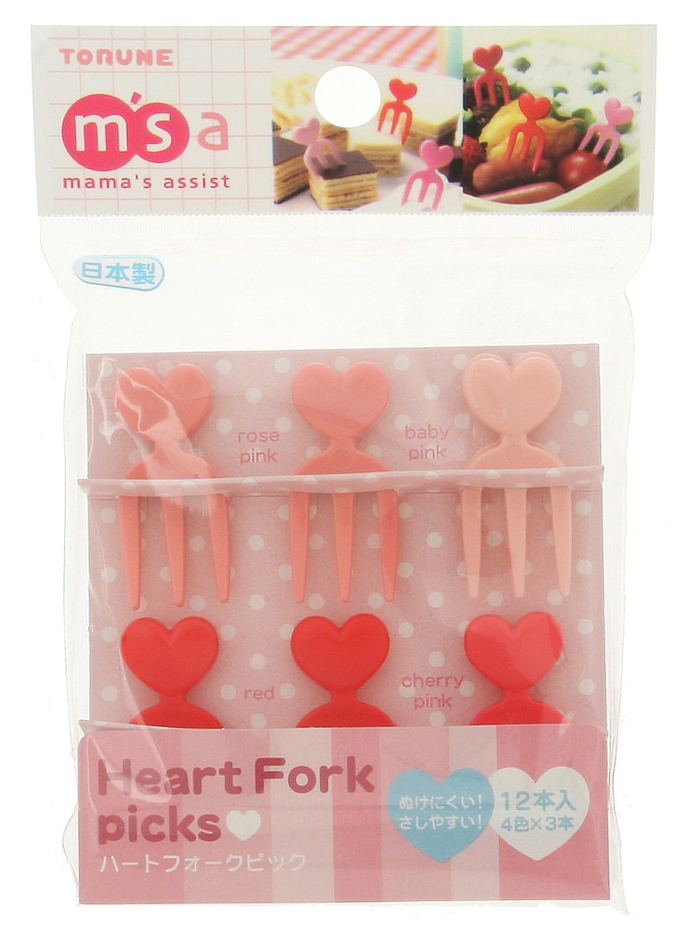 Kotobuki Food Picks for Bento Boxes, Pink and Red Hearts