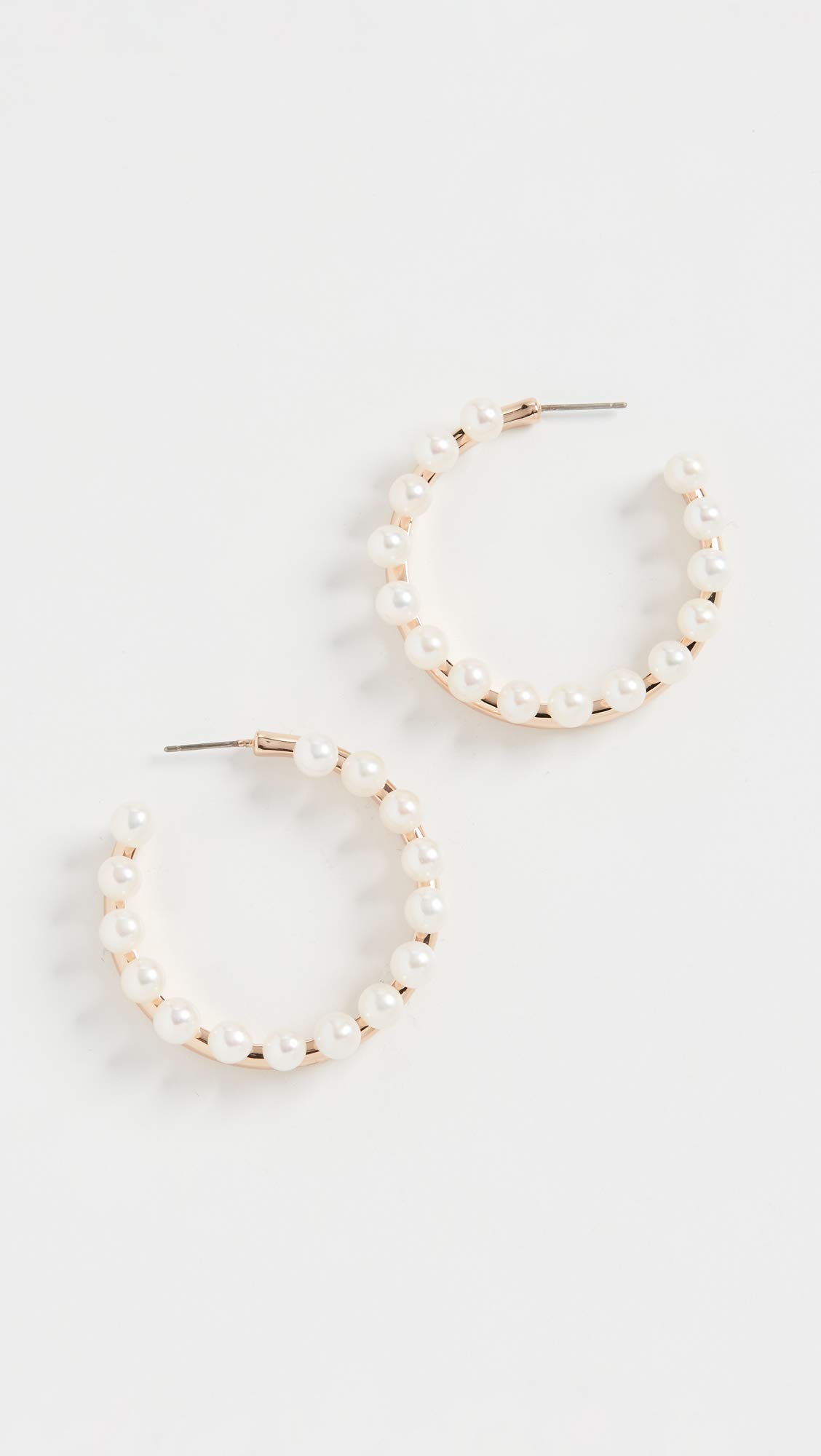 Tory Burch Women's Pearl Fringe Hoops, Tory Gold/Pearl, One Size