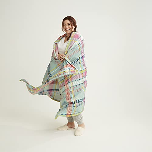 Vera Bradley Women's Fleece Plush Throw Blanket, Pastel Plaid, 80 X 50
