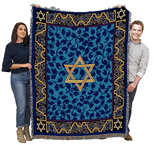 Pure Country Weavers Magen David Blanket - Star of David - Gift Hanukkah Tapestry Throw Woven from Cotton - Made in The USA (72x54)