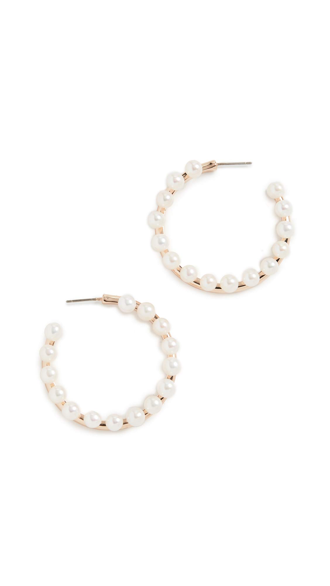 Tory Burch Women's Pearl Fringe Hoops, Tory Gold/Pearl, One Size