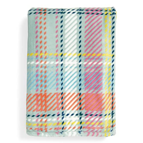 Vera Bradley Women's Fleece Plush Throw Blanket, Pastel Plaid, 80 X 50