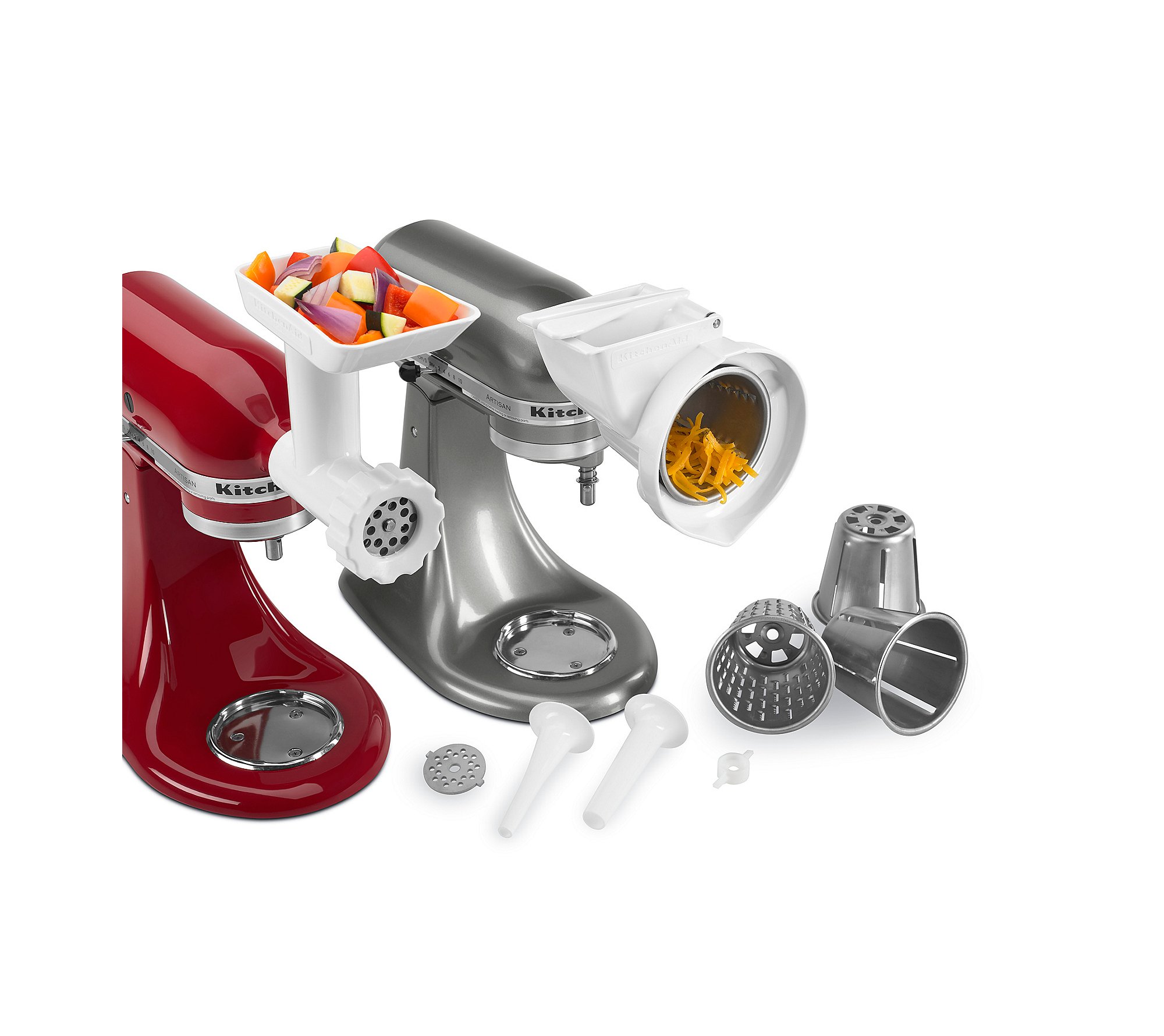 KitchenAid 80127 Stand Mixer Attachment with Food Grinder, Rotor Slicer, Shredder and Sausage Stuffer, White