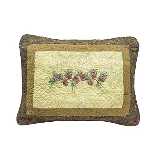 Donna Sharp Pillow Sham - Cabin Raising Pine Cone Lodge Decorative Pillow Cover with Pine Cone Pattern - Standard