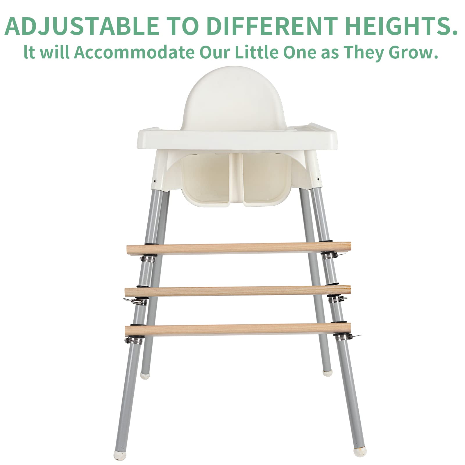 High Chair Footrest Compatible with IKEA Antilop - 100% Non-Slip Adjustable Accessories Wooden Foot Rest Compatible with Antilope Highchair Accessories Baby