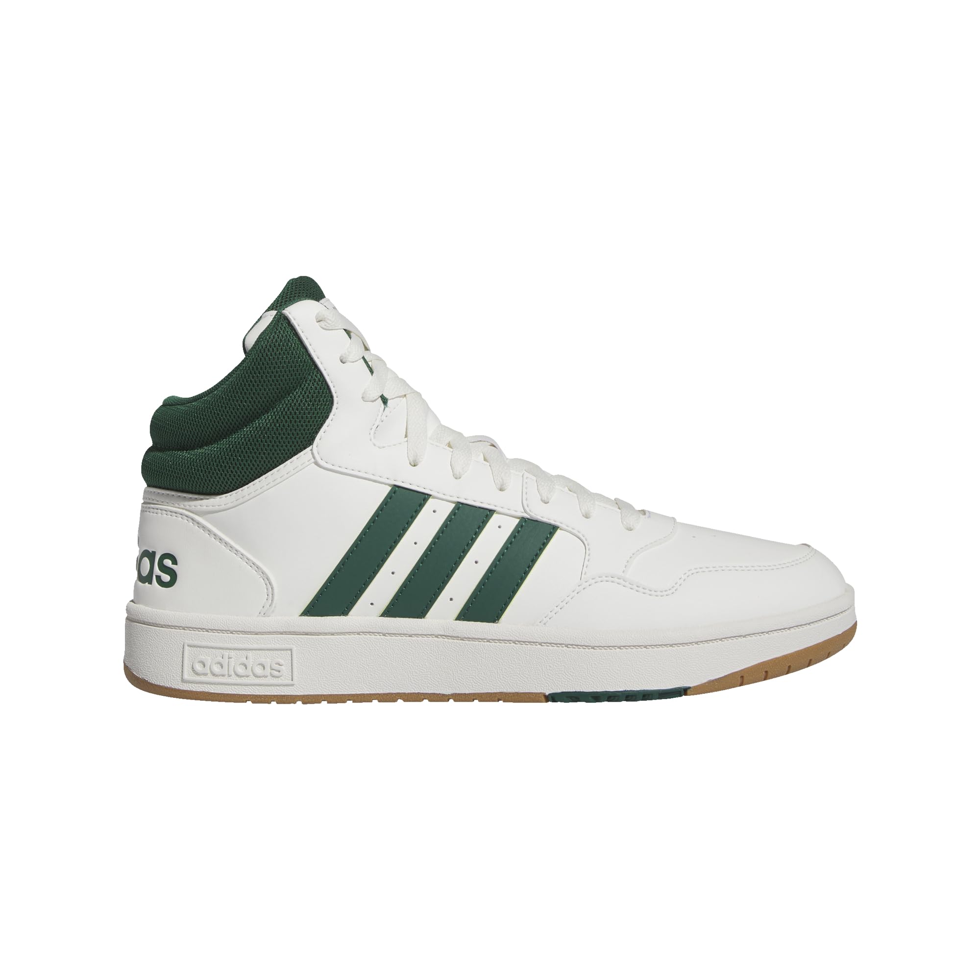 adidas Men's Hoops 3.0 Mid Basketball Shoes Sneaker, Core White/Collegiate Green/Gum, 11