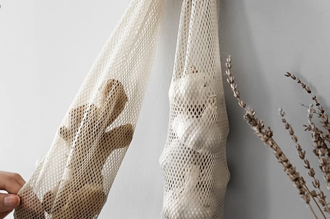 AHYUAN Hanging Mesh Storage Bags 5 Pack Onion Bags Mesh Garlic Net Bags Potatoes Bags Long and Large Reusable Net Storage Produce Bags for Fruit Veggies Garbage Bag for Home RV Camper Storage