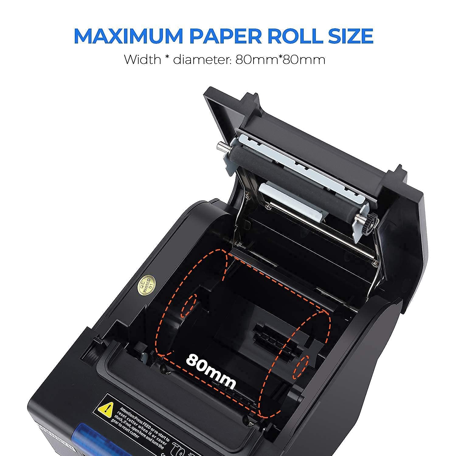 MUNBYN Receipt Printer P068, 3 1/8" 80mm Direct Thermal Printer, POS Printer with Auto Cutter - Receipt Printer with USB Serial Ethernet Windows Driver ESC/POS Support Cash Drawer