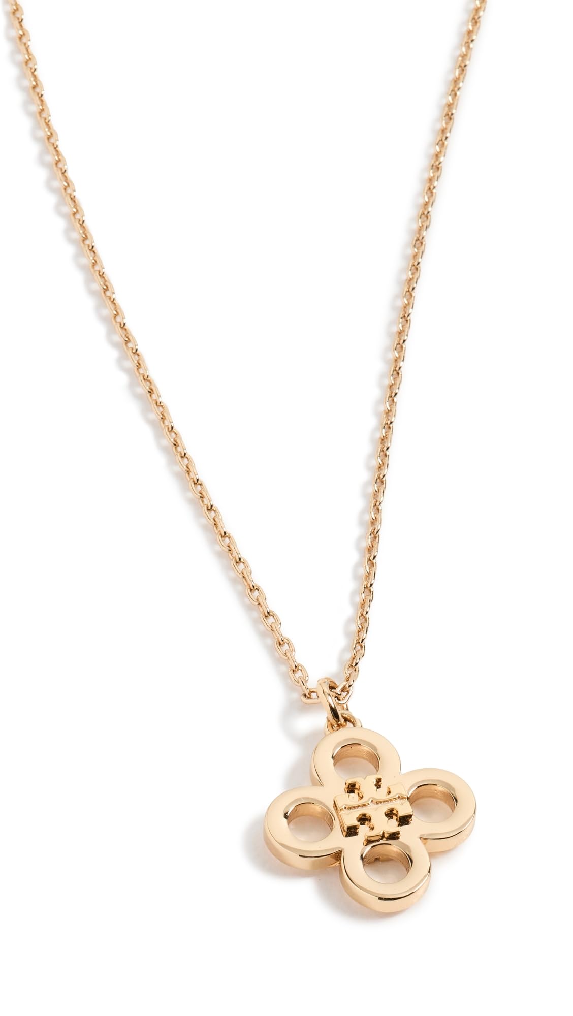 Tory Burch Women's Kira Clover Pendant Necklace, Tory Gold, One Size