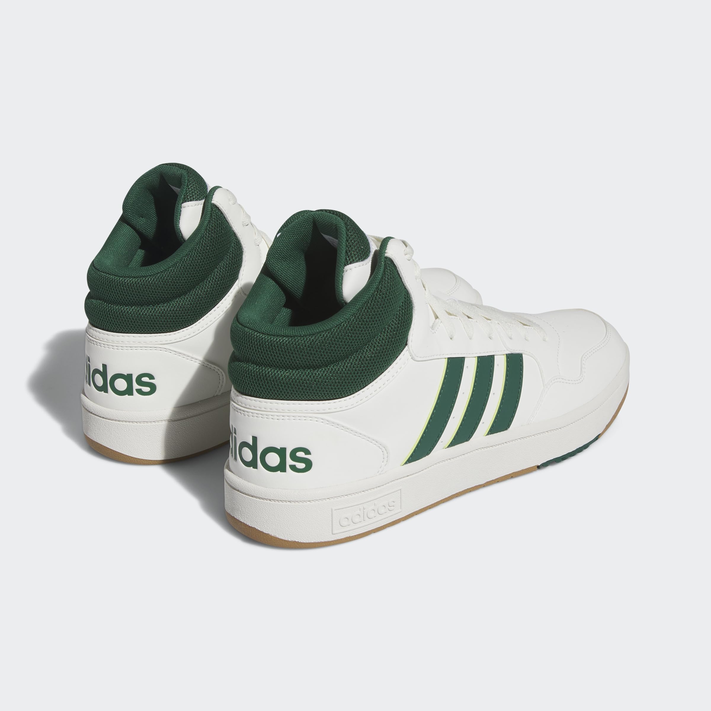 adidas Men's Hoops 3.0 Mid Basketball Shoes Sneaker, Core White/Collegiate Green/Gum, 11