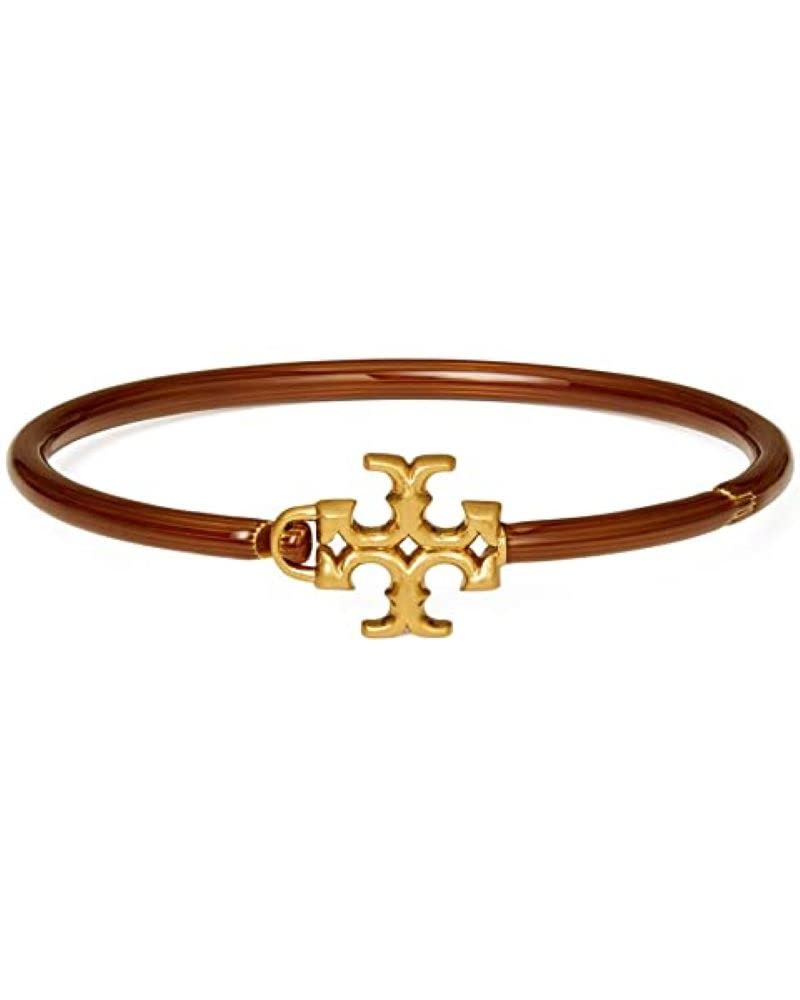 Tory Burch Women's Kira Enamel Hinged Cuff Rolled Brass Brown