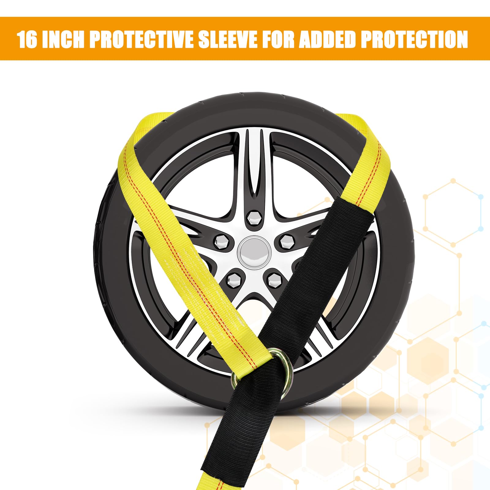 Windyun 12 Pack Tow Truck Straps Lasso Wheel Lift Straps Lasso Tow Strap with D Ring 11, 000 Lbs Break Strength Auto Tie Down Auto Hauler for Trailer Truck Tie