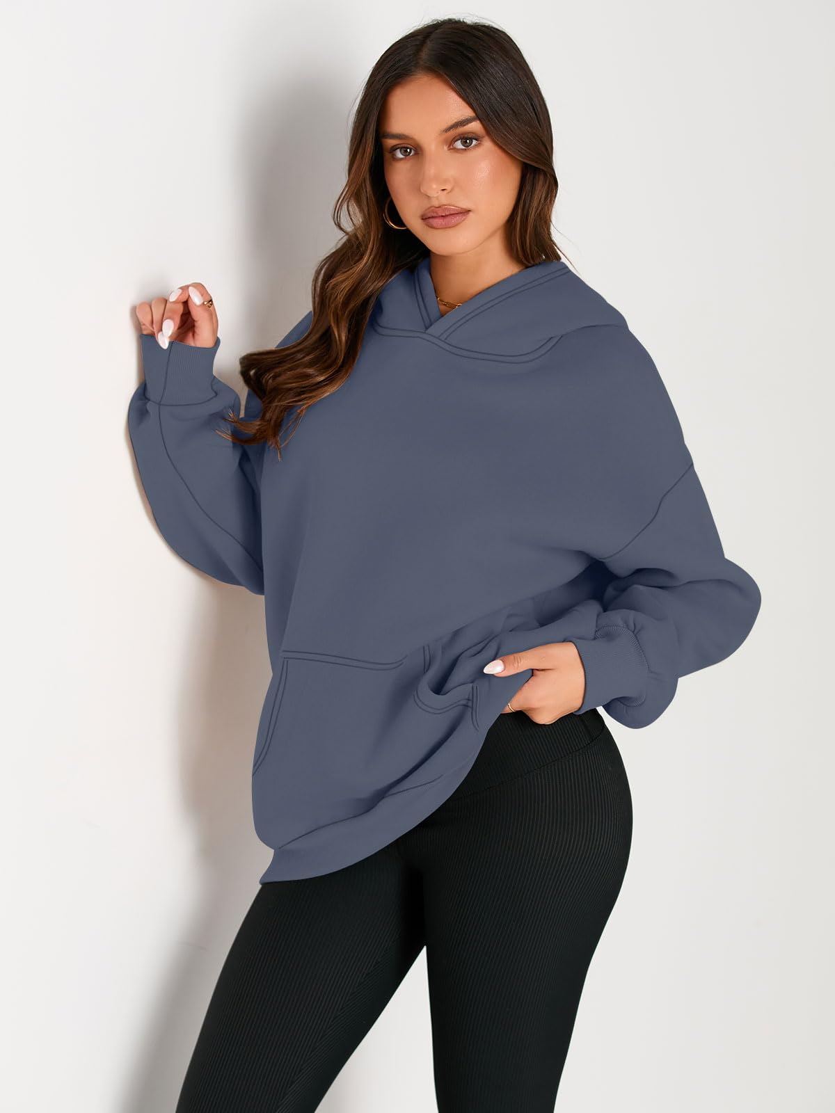 EFAN Womens Hoodies Oversized Sweatshirts Pullover Fleece Sweaters Long Sleeve Winter Fall Outfits Fashion Y2k Clothes GreyBlue S